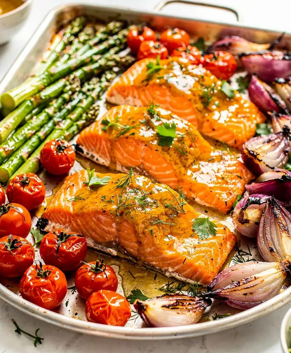 Honey Mustard Sheet Pan Salmon with Crisp Spring Veggies 2026